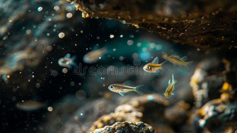 Tiny Fish Darting through the Shallow Waters Their only Source of Light ...