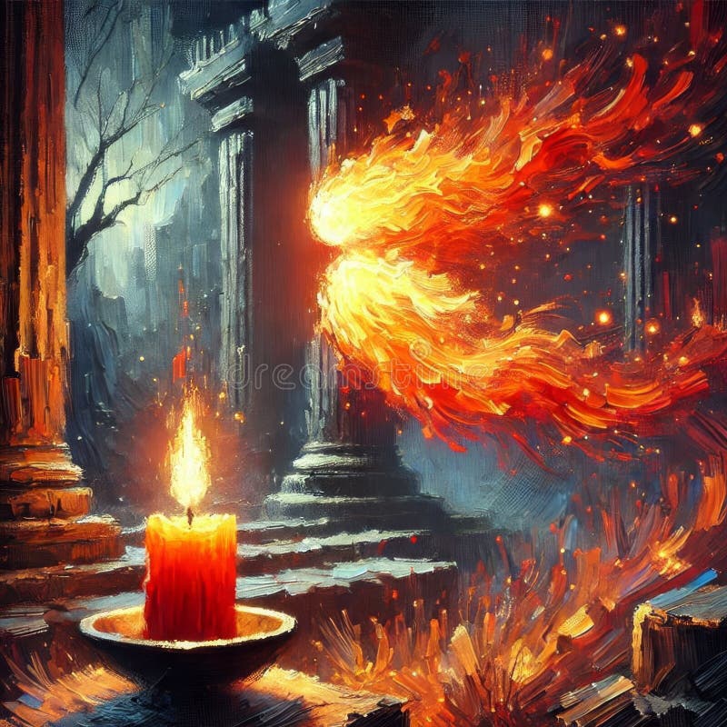 Tiny Flame Being with Glowing Embers Stock Illustration - Illustration ...
