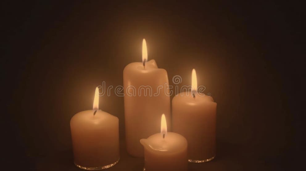 Tiny Flickering Candles with Soft Light Halos in the Bottom Corners ...