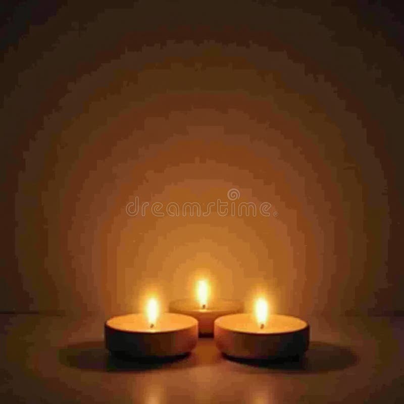 Tiny Flickering Candles with Soft Light Halos in the Bottom Corners ...