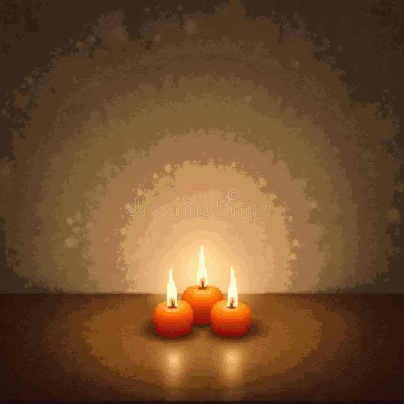 Tiny Flickering Candles with Soft Light Halos in the Bottom Corners ...