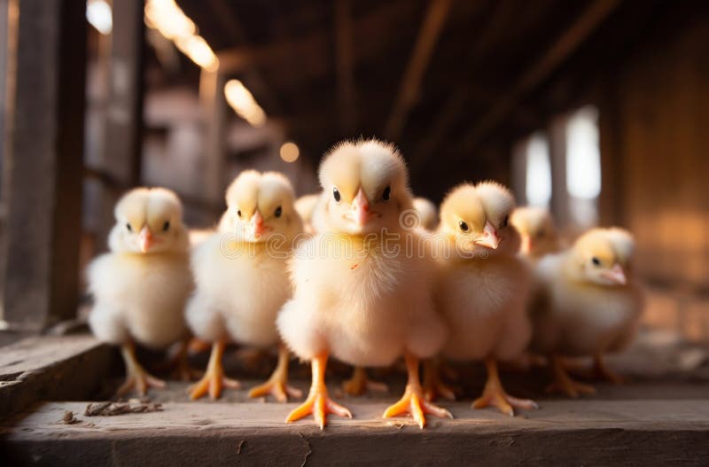 Tiny Flock: Group of Chicks Thriving Indoors in Farm Yard. Generative ...