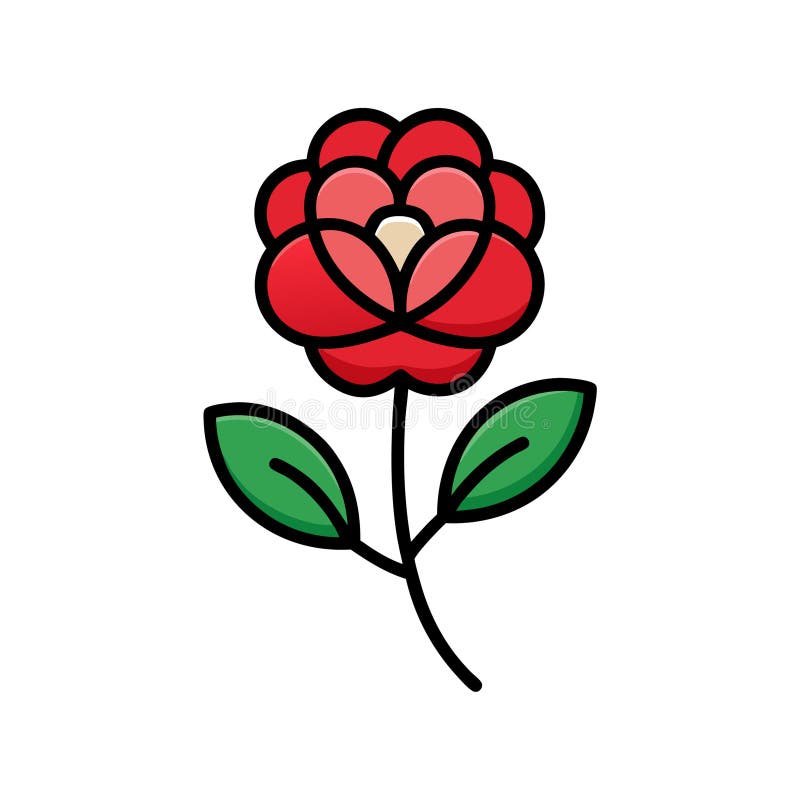 Tiny Flower Bold Outline Design Stock Illustration - Illustration of ...