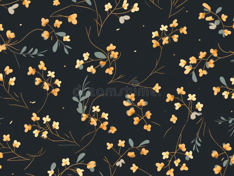 Tiny Flower Branches in a Bunch Placed at the Bottom Pattern. Stock ...