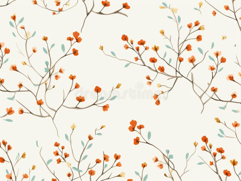 Tiny Flower Branches in a Bunch Placed at the Bottom Pattern. Stock ...