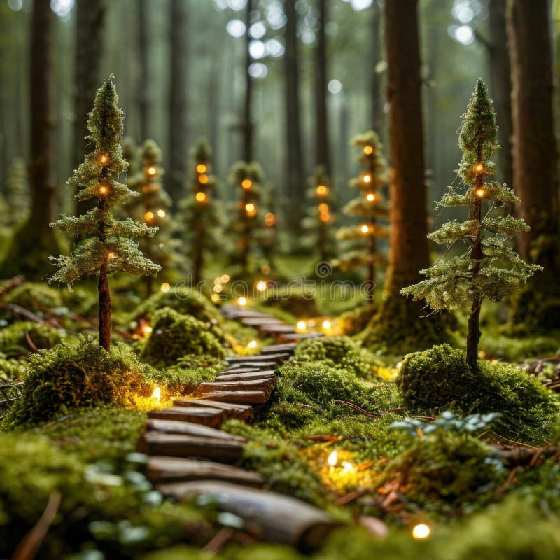 Enchanted Miniature Forest stock illustration. Illustration of ...