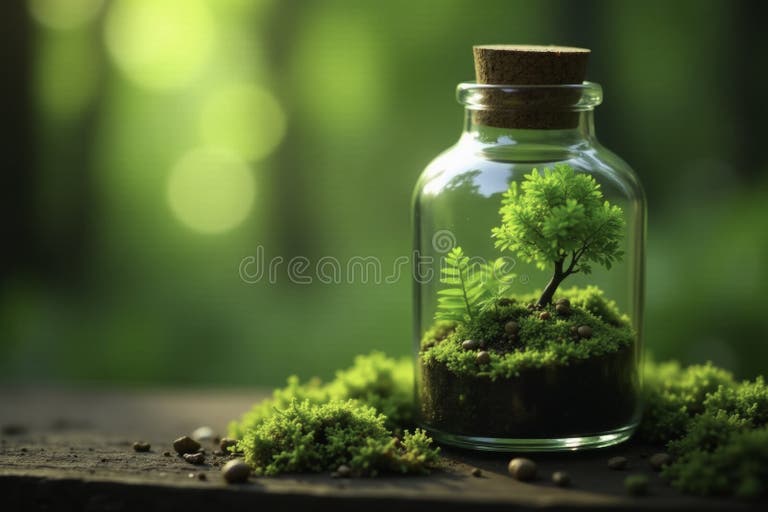 Tiny Forest with Moss and Ferns Inside a Glass Bottle, Forests, Tiny ...