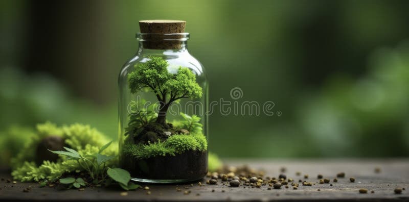 Tiny Forest with Moss and Ferns Inside a Glass Bottle, Small, Compact ...