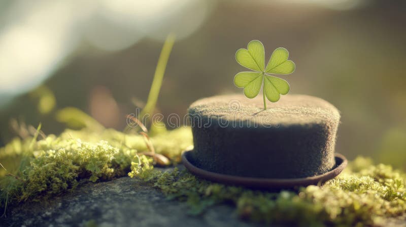 A Tiny Four Leaf Clover Sprouting from a Small Pot Stock Illustration ...