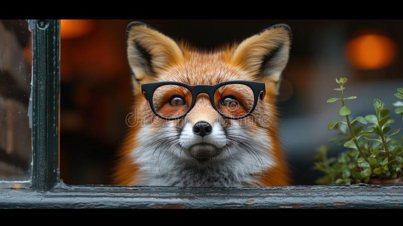 A Tiny Fox Wearing Hipster Glasses, Its Expression a Perfect Blend of ...