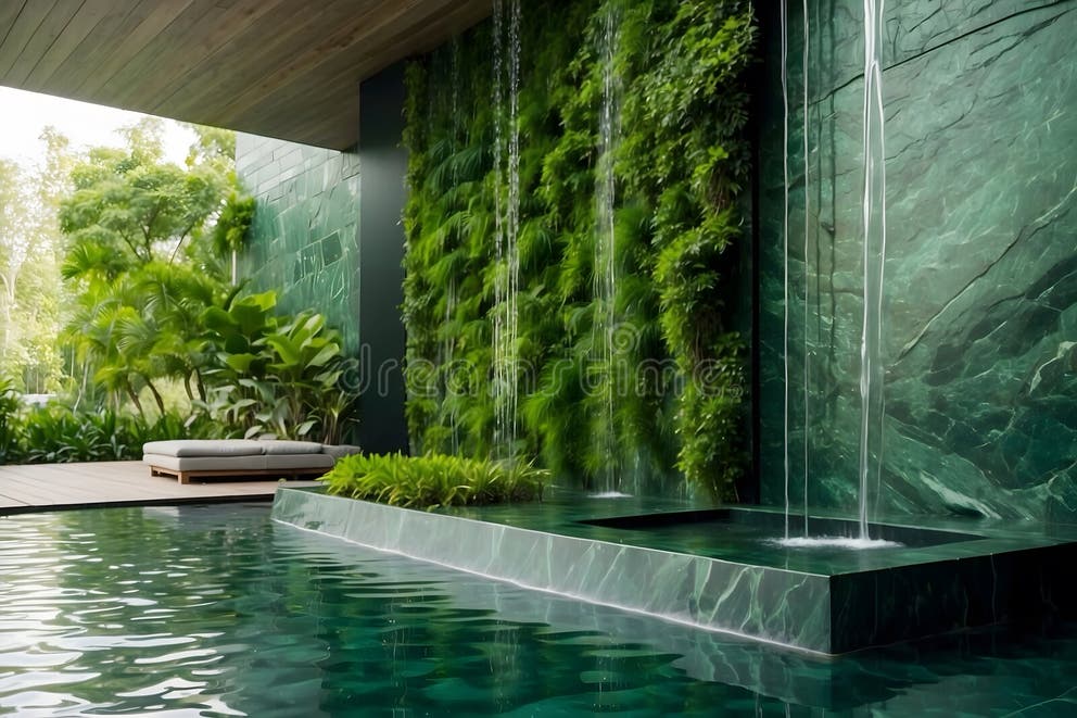 Tiny Garden with Indoor Water Fall Stock Illustration - Illustration of ...