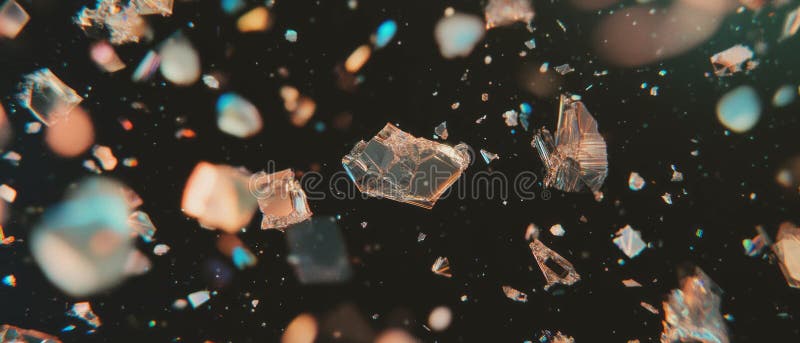 Exploration of Tiny Glass Fragments with Microscopic Details Against a ...