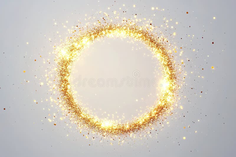 Celestial Sparkles: Glowing Light Particle Circle on Pristine White ...