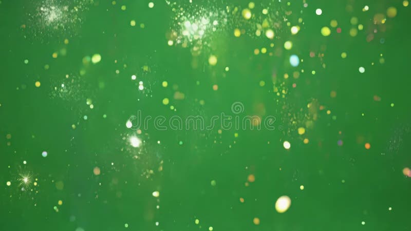 Tiny Glowing Particles Cascading Down Like Confetti in the Air. Green ...