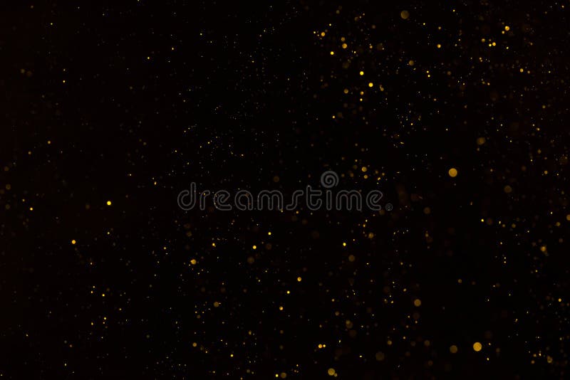 Gold Glitter Dust Falling on Black Background Border Design Stock Photo ...