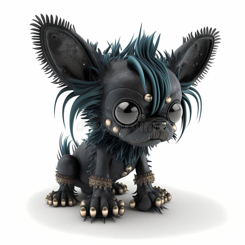 Tiny Gothic Monster Dog. Generative AI Stock Illustration ...