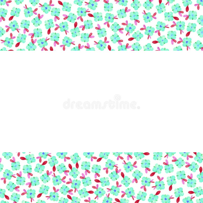 Tiny Green Flowers Rectangle Frame. Stock Illustration - Illustration ...