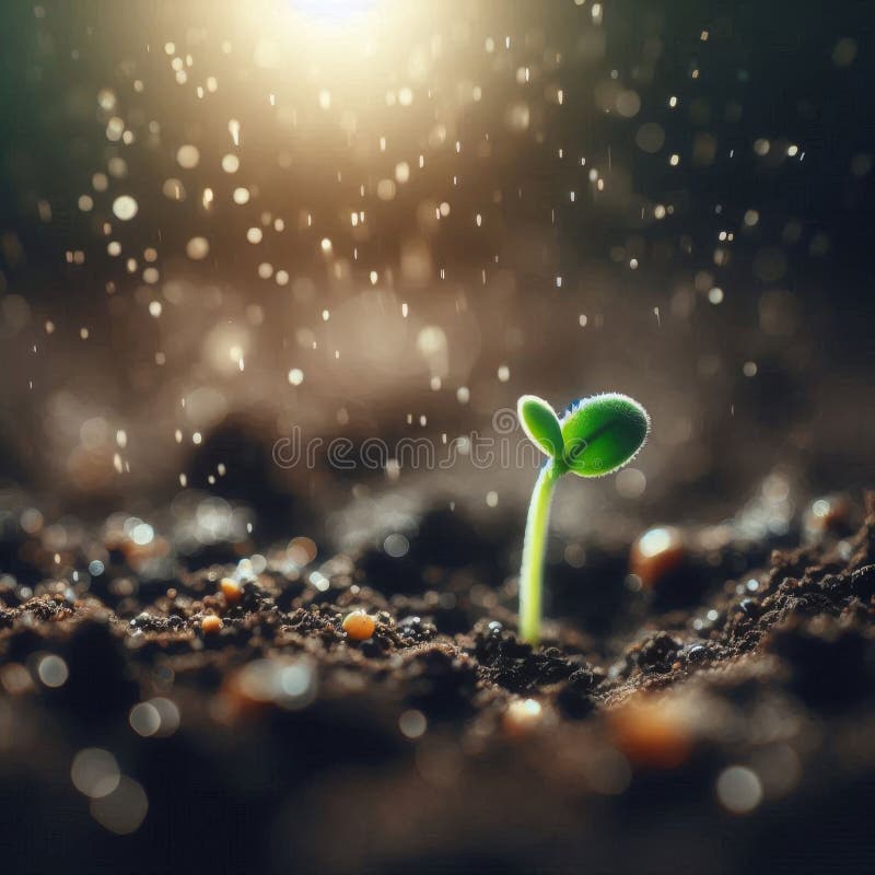 Tiny Green Sprout Emerging from the Soil on Its First Day of Growth ...