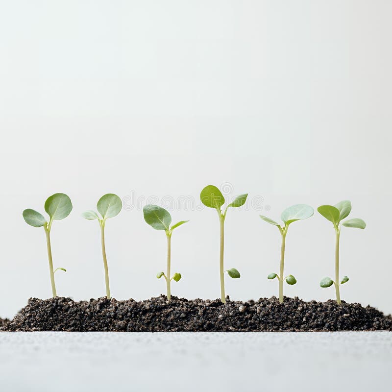 Tiny Green Sprouts Emerge from the Soil Stock Illustration ...