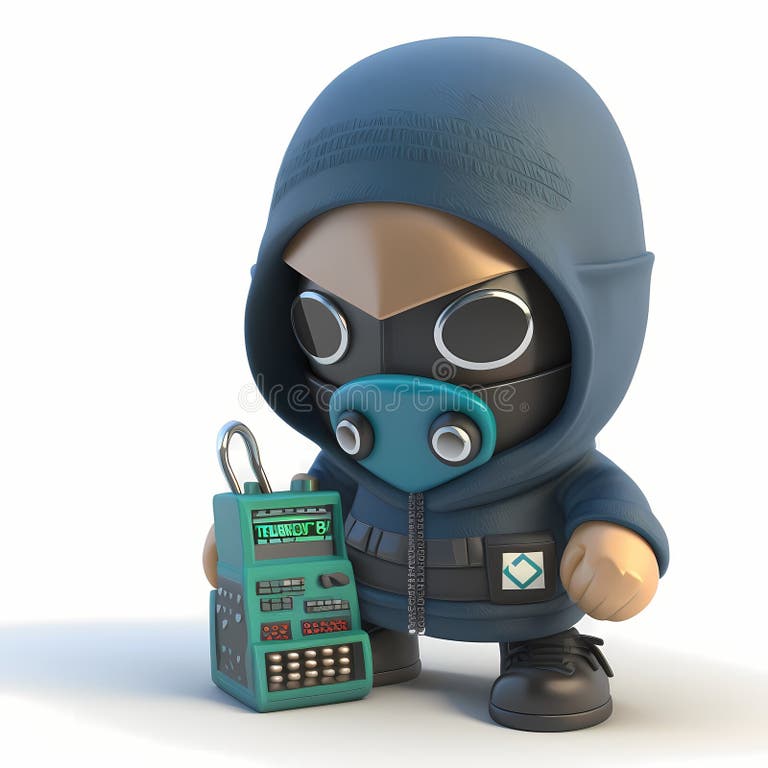 Tiny Hacker Bank Robbery Character . Generative AI Stock Illustration - Illustration of illegal ...