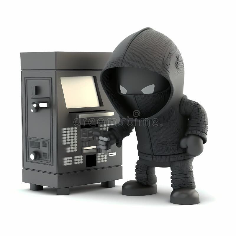 Tiny Hacker Bank Rubbery Character . Generative AI Stock Illustration ...