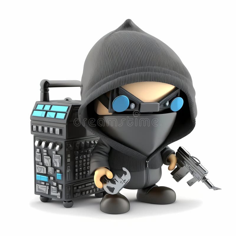 Tiny Hacker Bank Rubbery Character . Generative AI Stock Illustration ...
