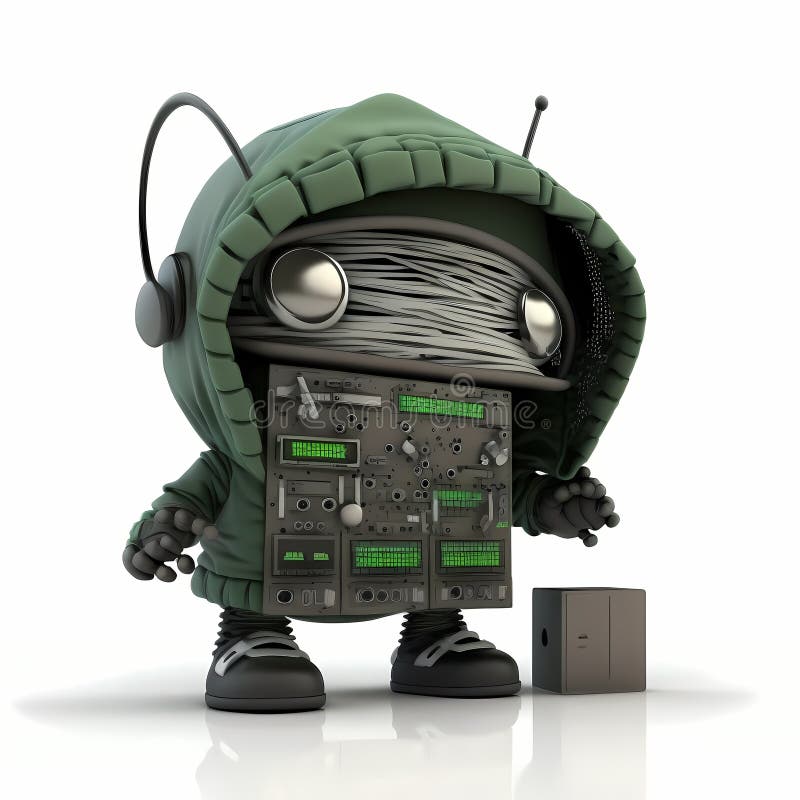 Tiny Hacker Man Character . Generative AI Stock Illustration ...