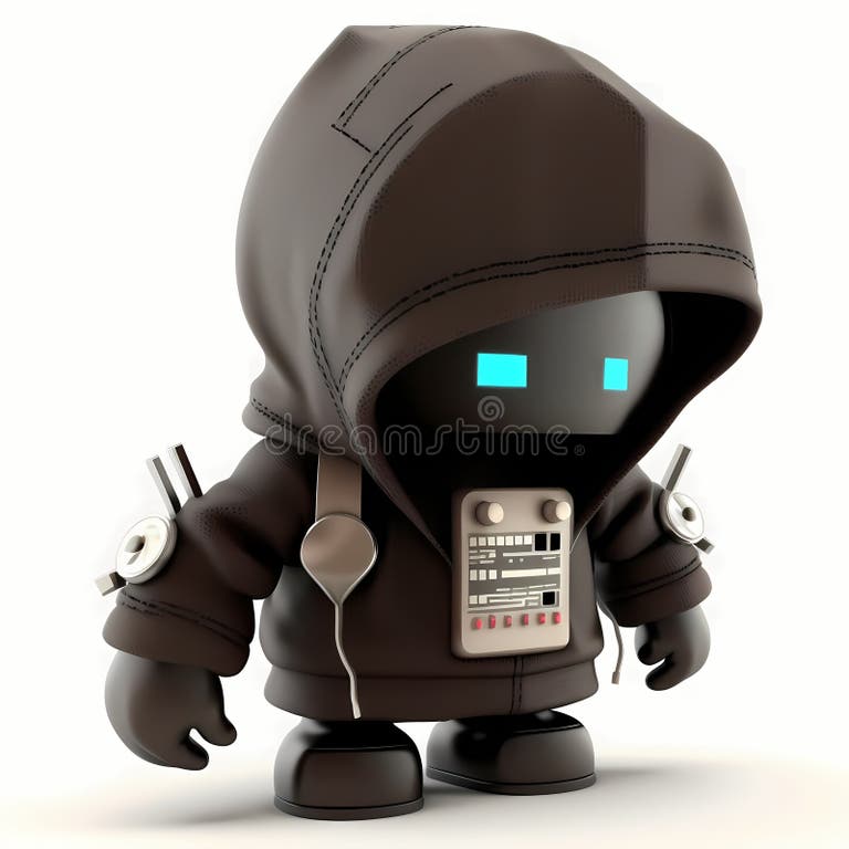 Tiny Hacker Man Character . Generative AI Stock Illustration ...