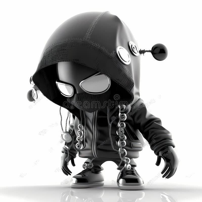 Tiny Hacker Man Character . Generative AI Stock Illustration ...