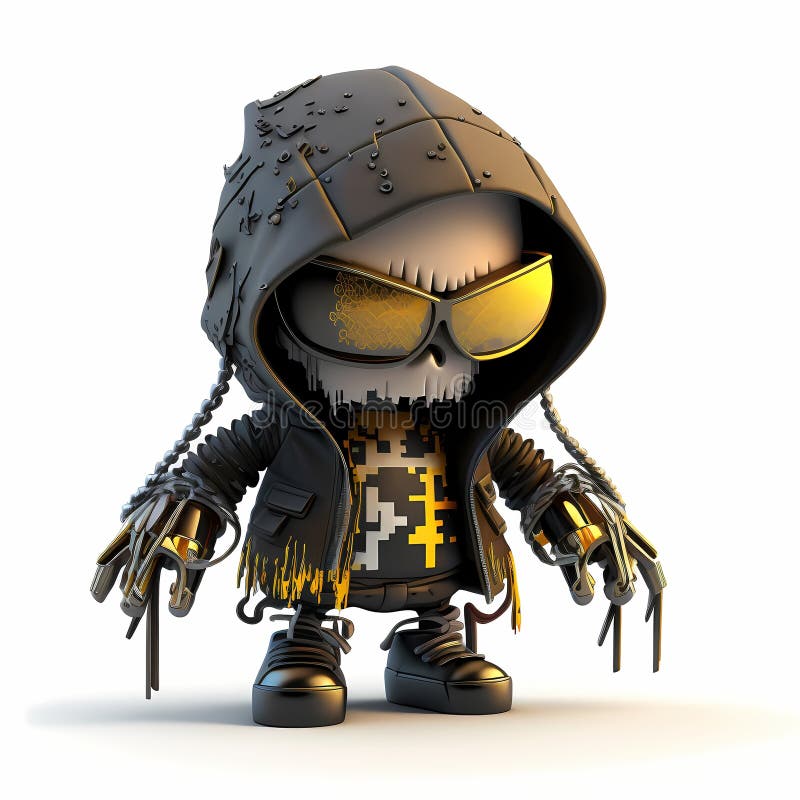 Tiny Hacker Man Character . Generative AI Stock Illustration ...