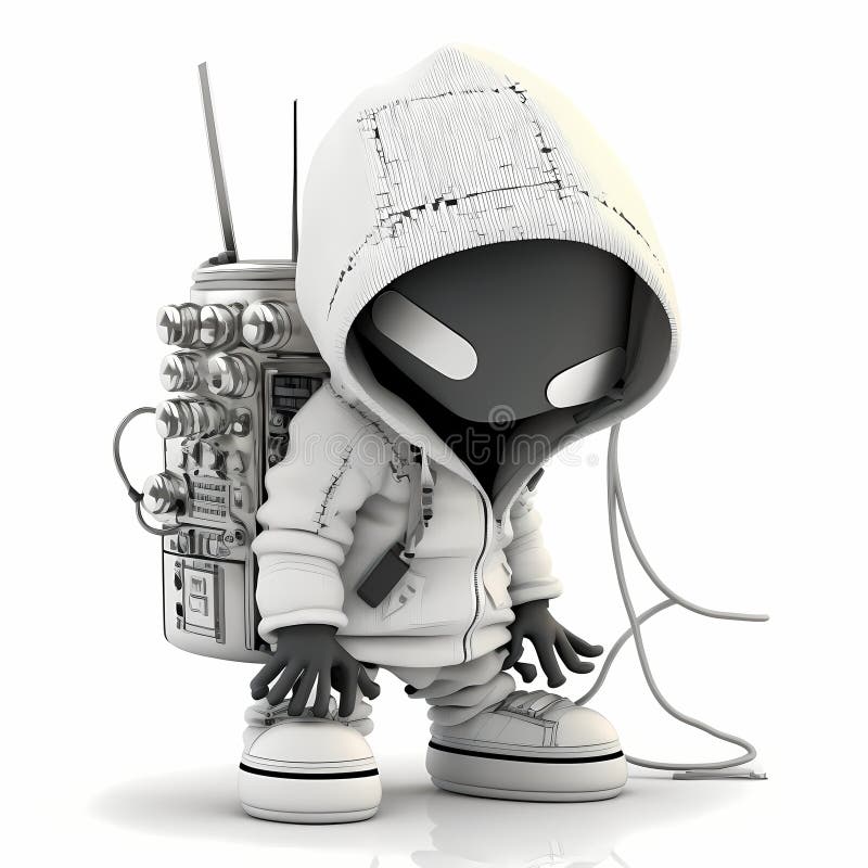 Tiny Hacker Man Character . Generative AI Stock Illustration ...