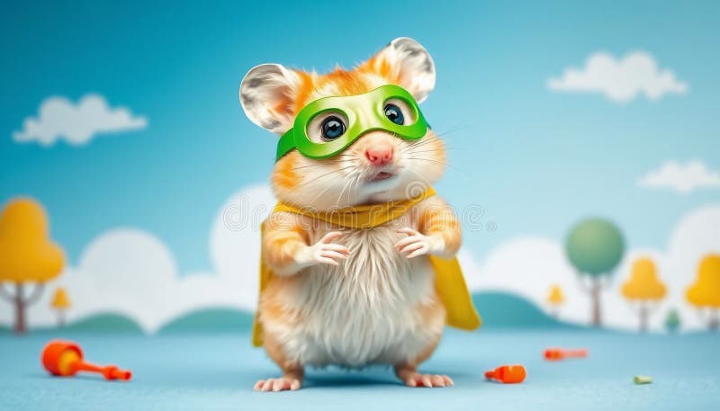 Tiny Hamster Hero in Bright Superhero Costume Stock Illustration ...