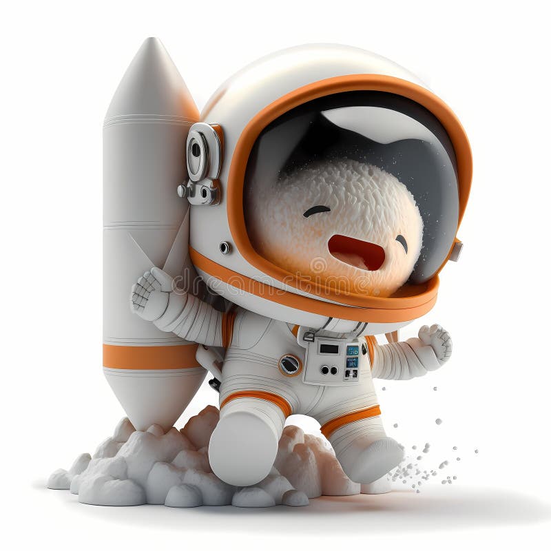 Tiny Happy Astronaut Character . Generative AI Stock Illustration ...