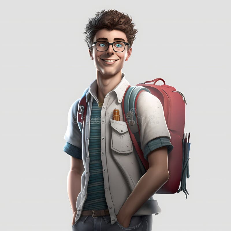 Tiny Happy Male Student. Generative AI Stock Illustration ... Tiny Happy Male Student. Generative AI Stock Illustration ...