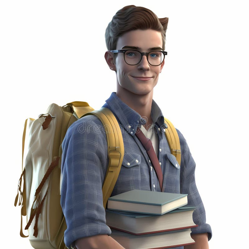 Tiny Happy Male Student. Generative AI Stock Illustration ... Tiny Happy Male Student. Generative AI Stock Illustration ...