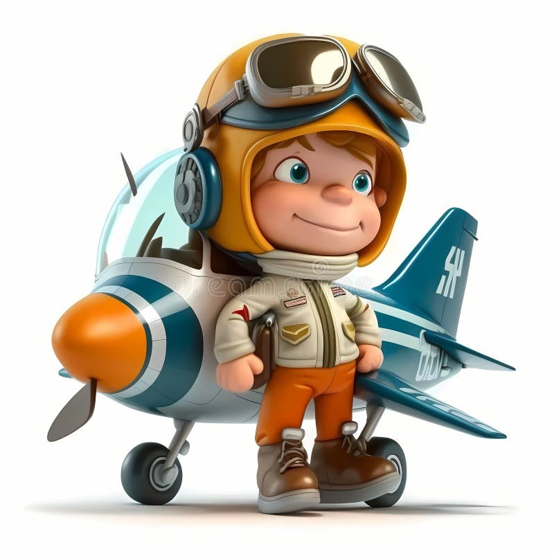 Tiny Happy Pilot. Generative AI Stock Illustration - Illustration of ...