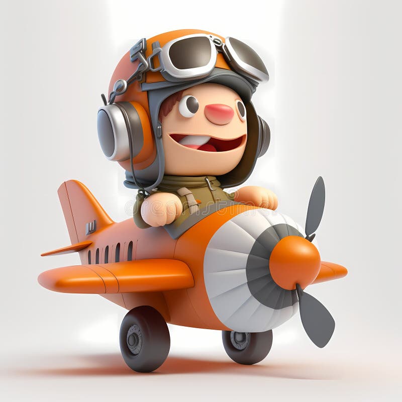 Tiny Happy Pilot. Generative AI Stock Illustration - Illustration of ...