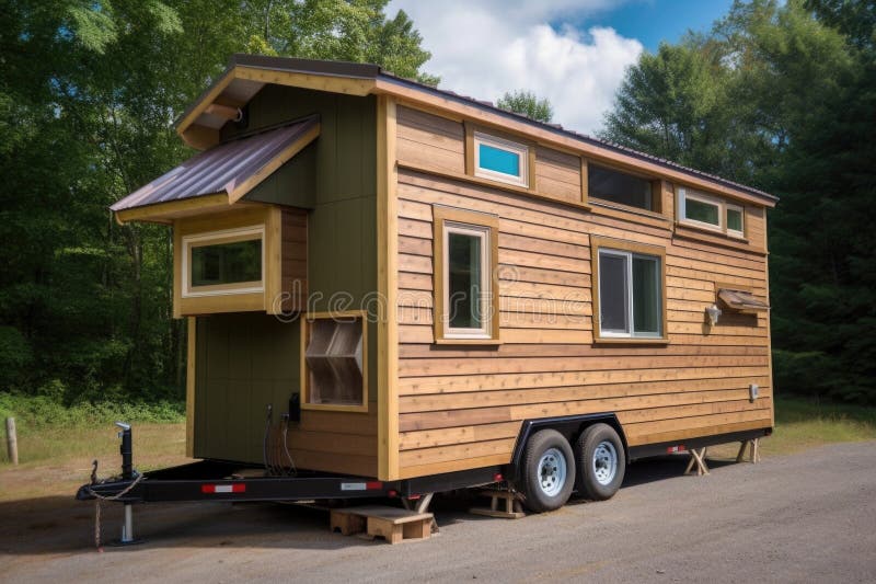 Tiny House Built on Trailer, Ready To Go Anywhere Stock Image - Image ...