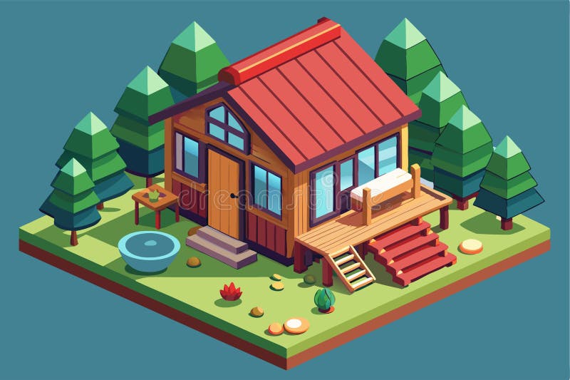 A Tiny House Design Features a Deck, Steps, and a Garden Area with ...