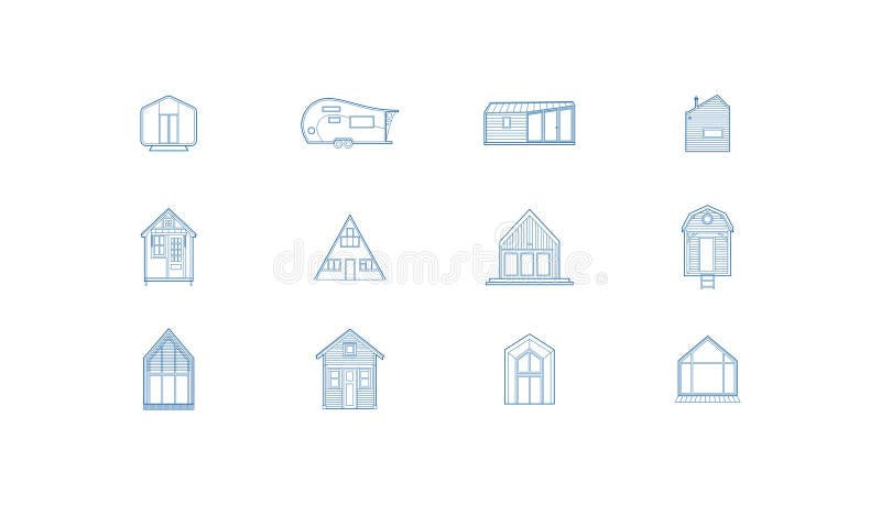 12 Tiny House Icons stock vector. Illustration of construction - 111640564