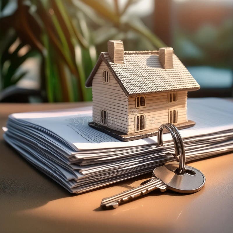 The Tiny House and the Key Resting on Top of a Stack of Papers ...