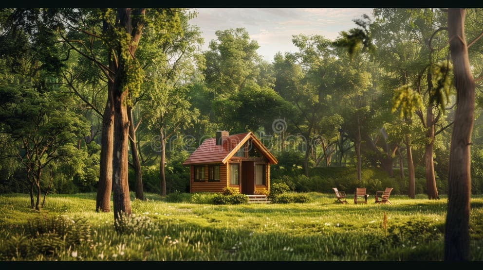 Tiny House in the Middle of Nature Stock Image - Image of bushcraft ...