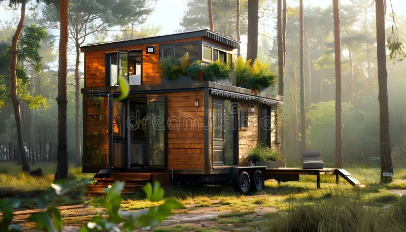 Tiny house in nature stock illustration. Illustration of green - 310477883