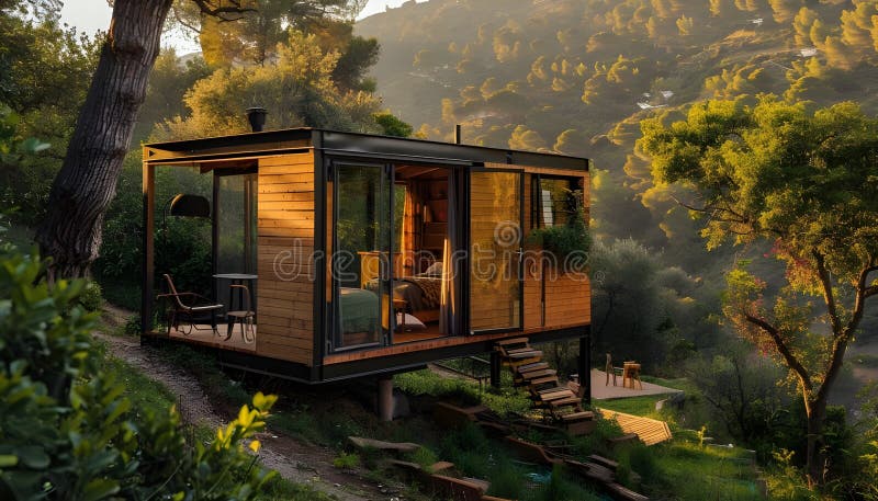 Tiny house in nature stock illustration. Illustration of summer - 310477879