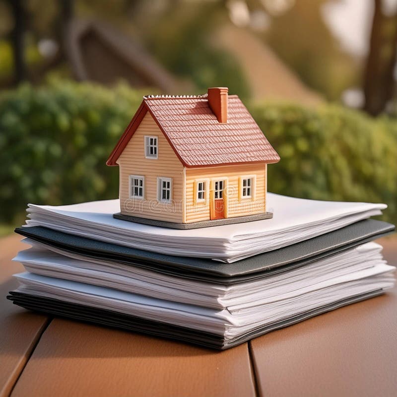 The Tiny House Resting on Top of a Stack of Papers Illustrate the ...