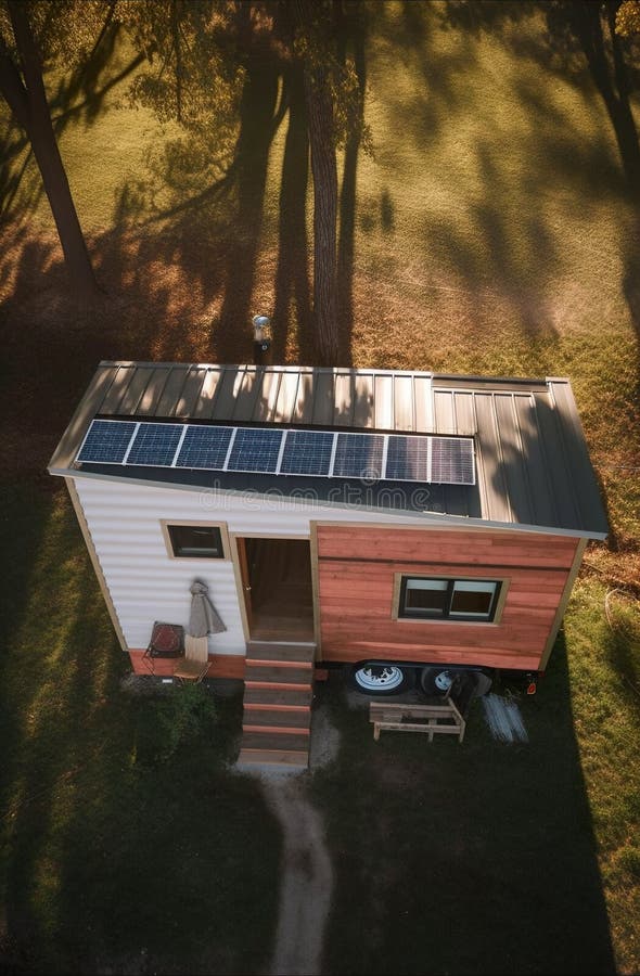 A Tiny House with a Solar Panel on the Roof. Generative AI Image. Stock ...