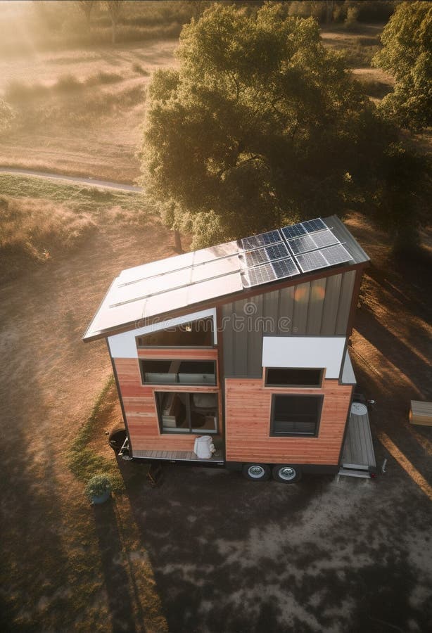 A Tiny House with a Solar Panel on the Roof. Generative AI Image. Stock ...