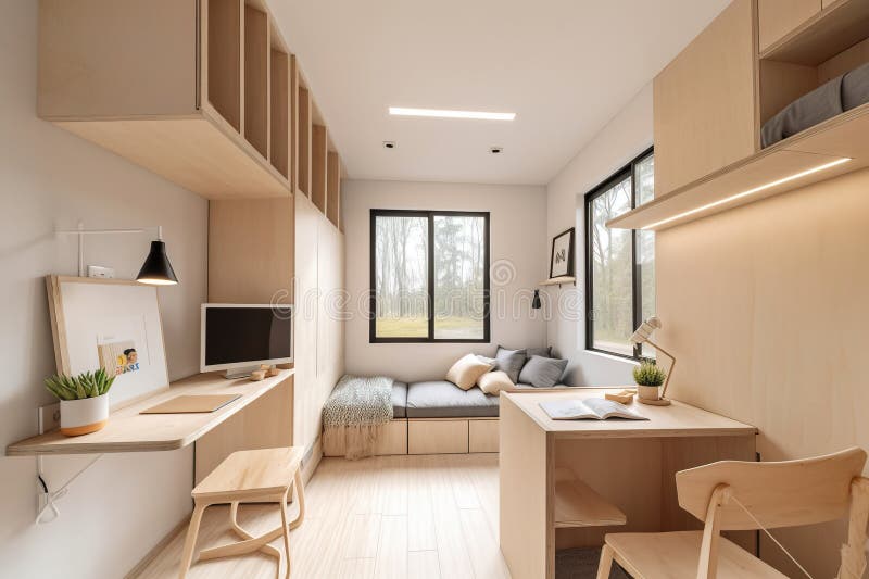 Tiny House or Studio Flat, Simple, Minimal Wooden Decor Muji Style in ...