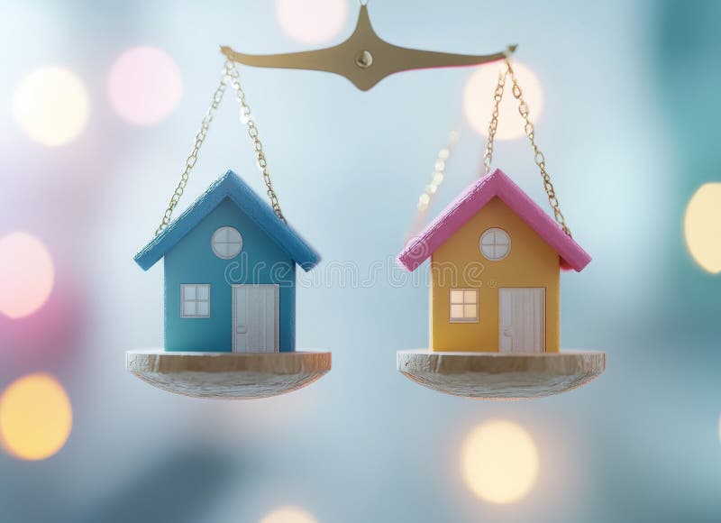 Tiny Houses on a Scale, Symbolizing Property Value Evaluation and Real ...