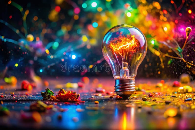 A Tiny Illuminated Lightbulb Explodes in a Vibrant Burst of Paint ...
